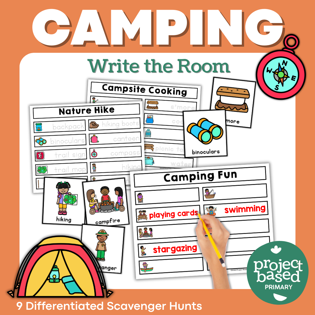 Camping Themed Write the Room Scavenger Hunt – Project Based Primary