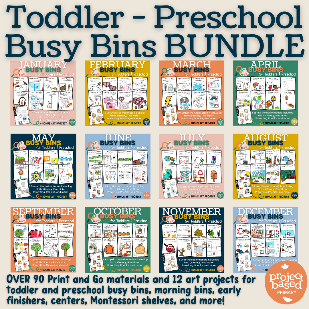 Year Long Toddler - Preschool Busy Bins BUNDLE – Project Based Primary