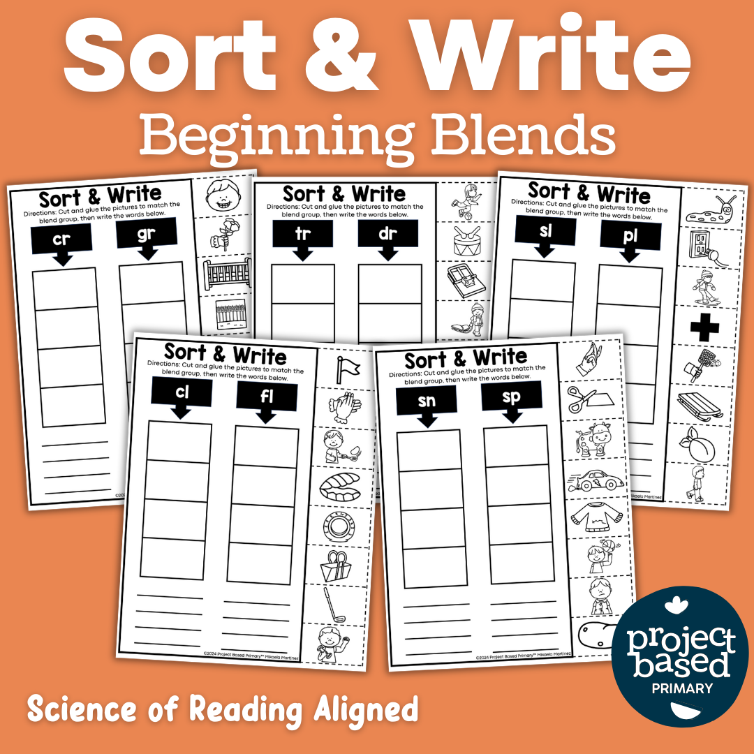 Blends Sort and Write No Prep Pack – Project Based Primary
