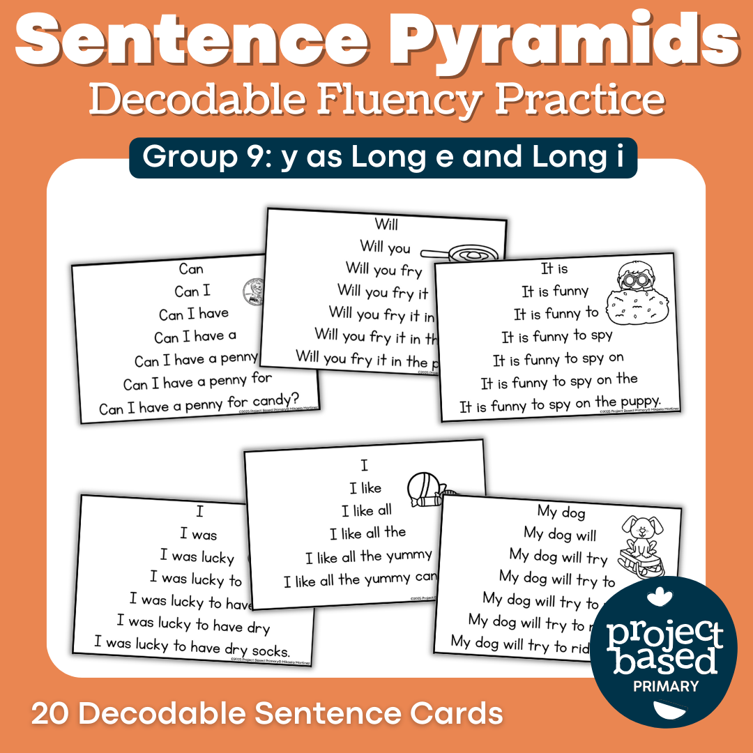 Decodable Sentence Fluency Pyramids Set 9 Ending Y as Long e and Long ...