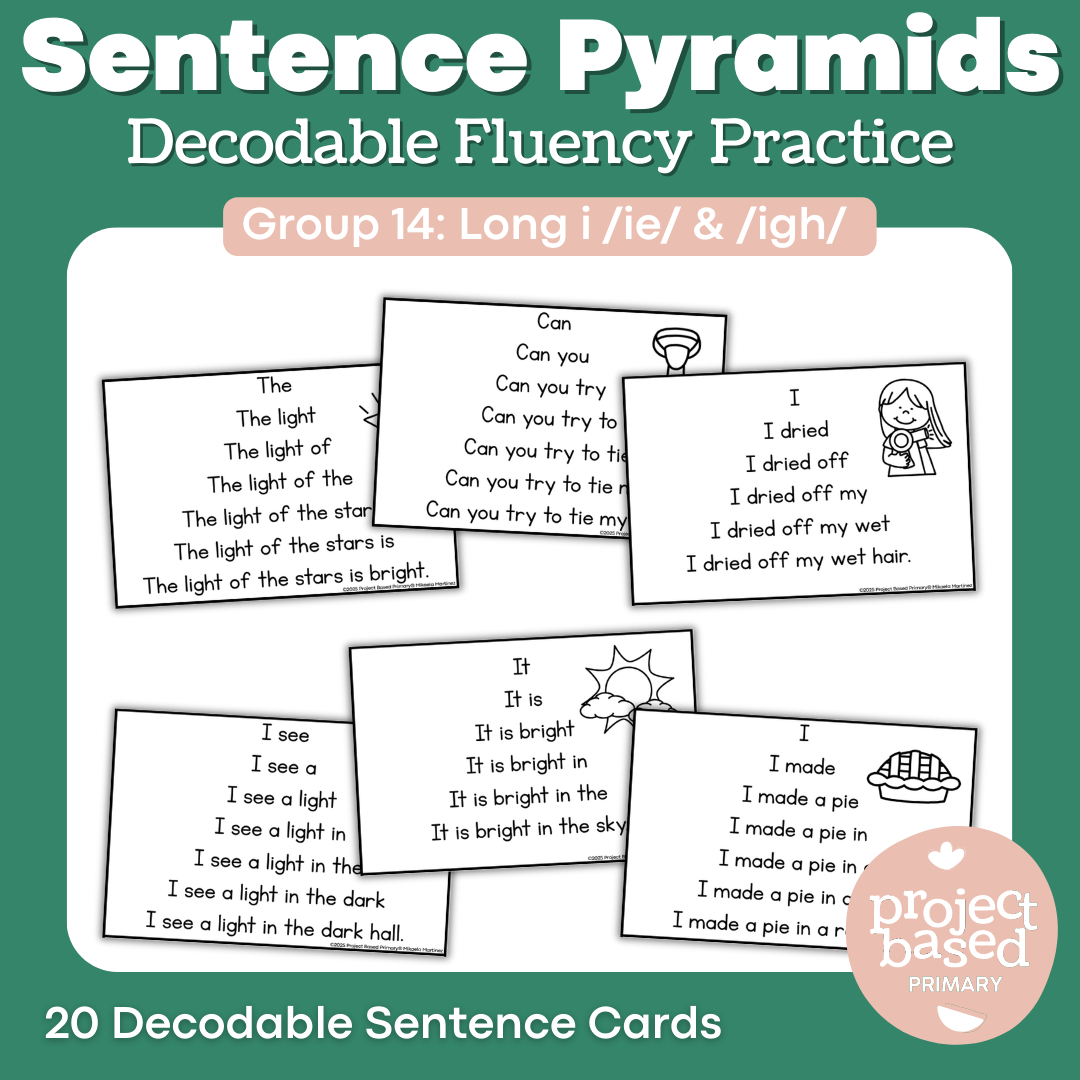 Decodable Sentence Fluency Pyramids Set 14 Long i /ie/ and /igh ...