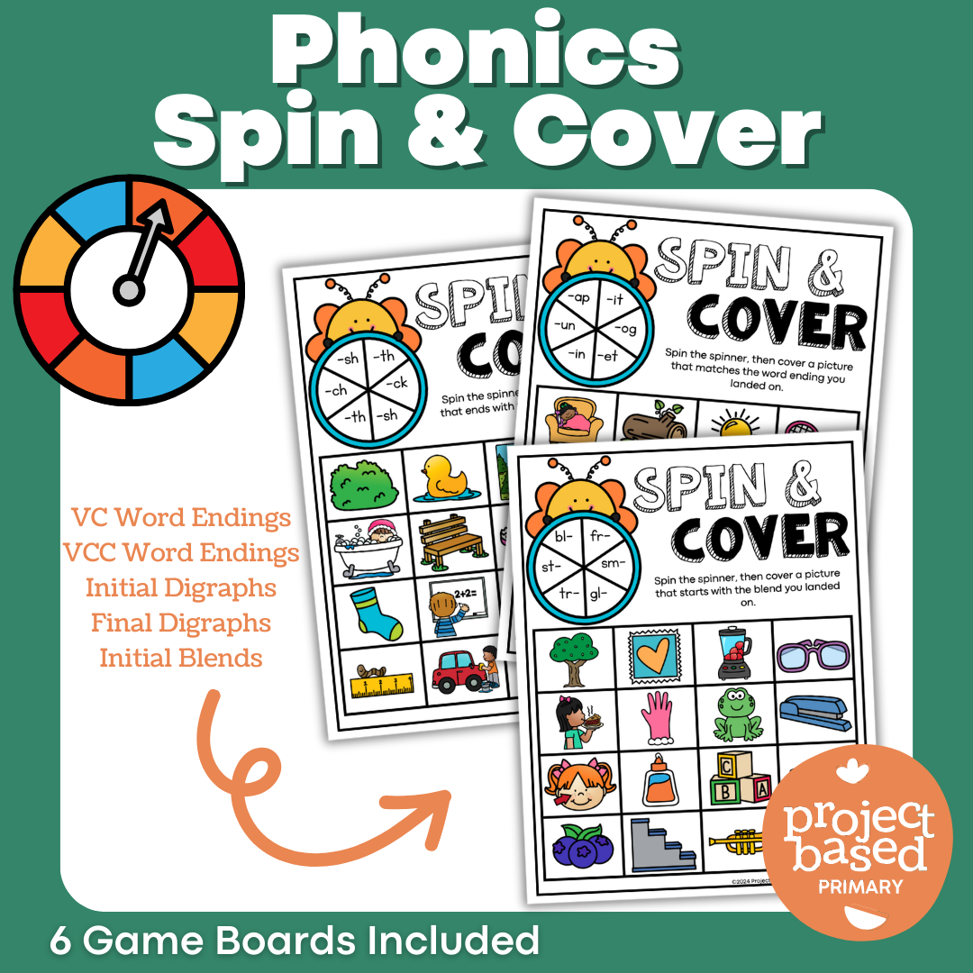 Phonics Spin and Cover Game Mats – Project Based Primary