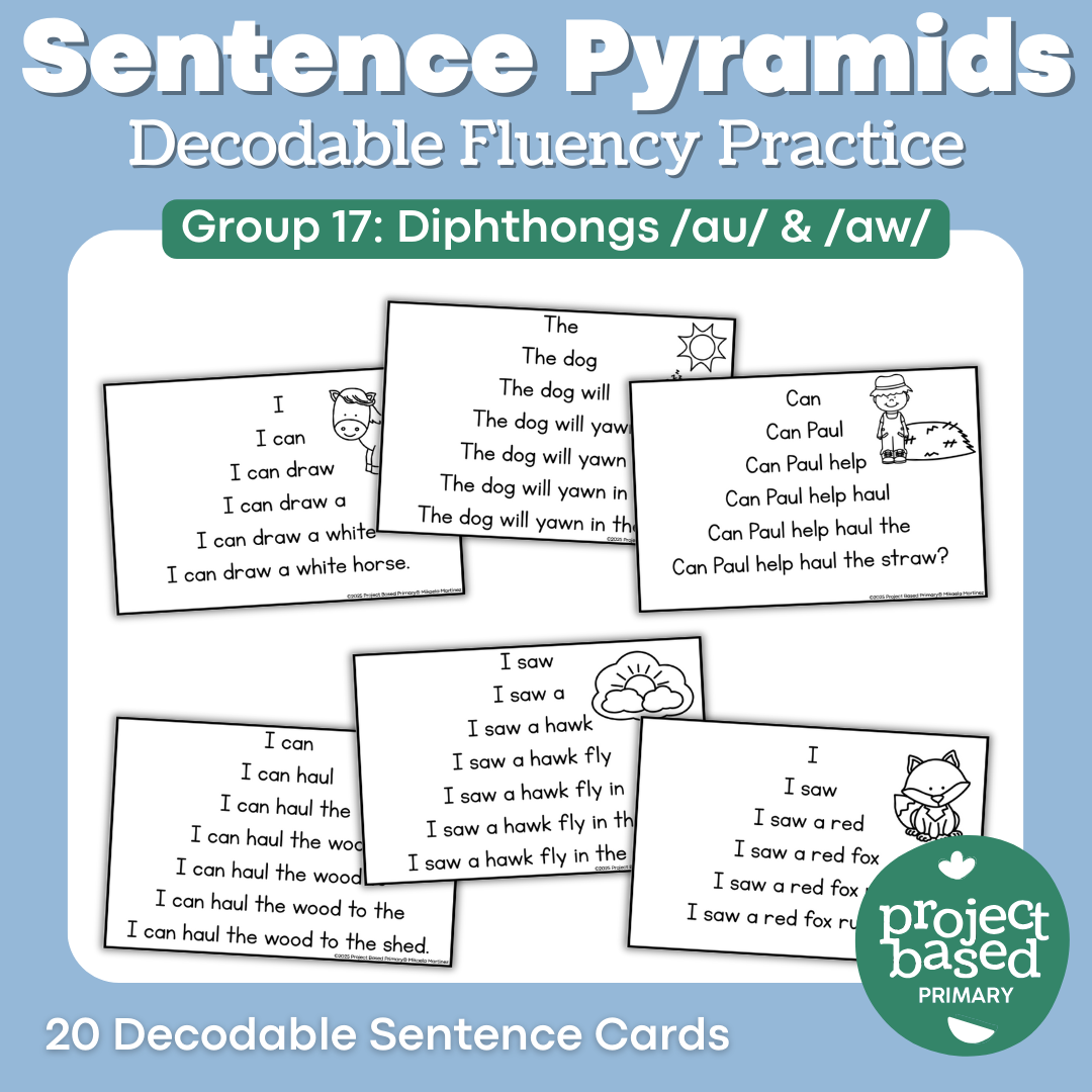 Decodable Sentence Fluency Pyramids Set 17 Diphthongs /au/ and /aw ...