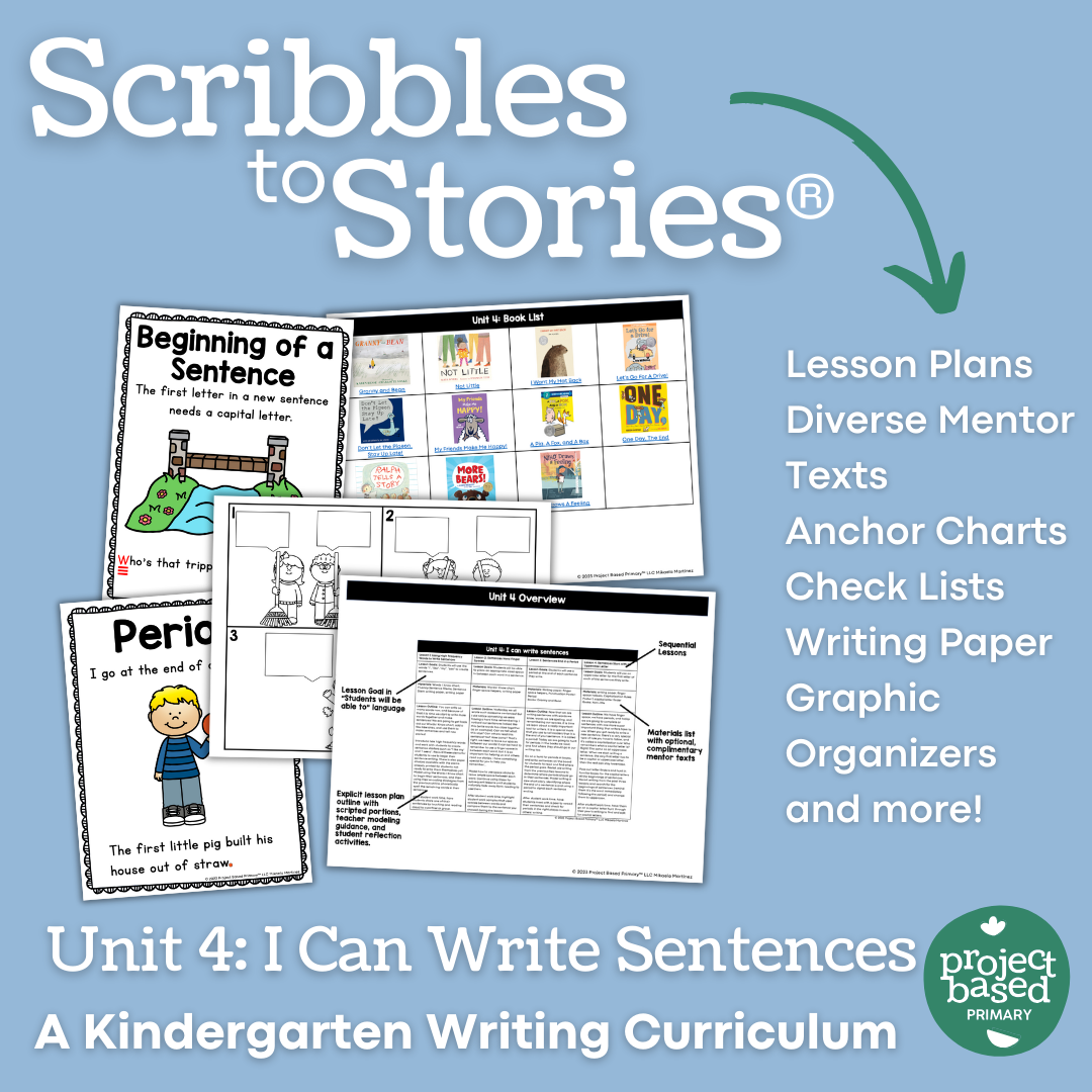 Kindergarten Writing Scribbles to Stories® Unit 4: I Can Write Sentenc ...