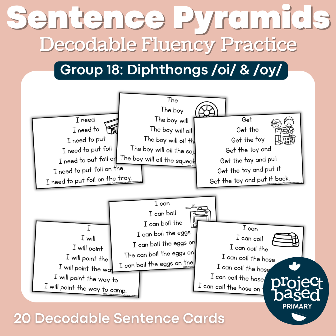 Decodable Sentence Fluency Pyramids Set 18 Diphthongs /oi/ and /oy ...