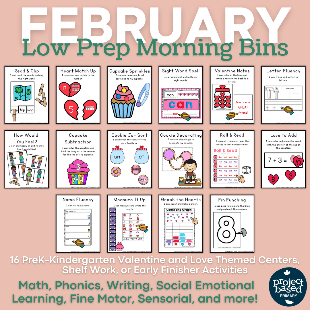 February Low Prep Preschool Kindergarten Morning Bins Shelf Work ...