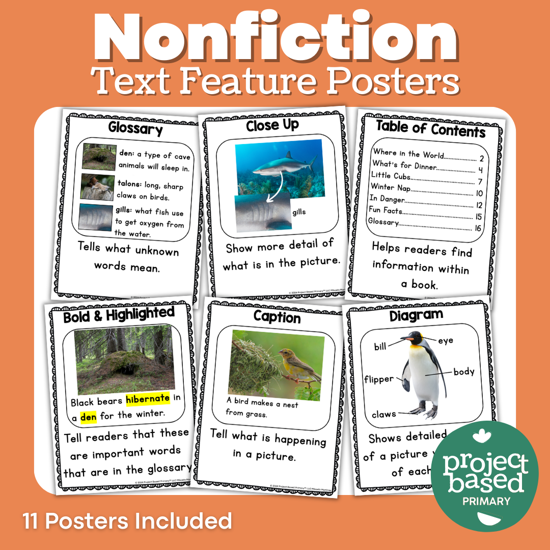 Nonfiction Text Feature Posters | Anchor Charts – Project Based Primary