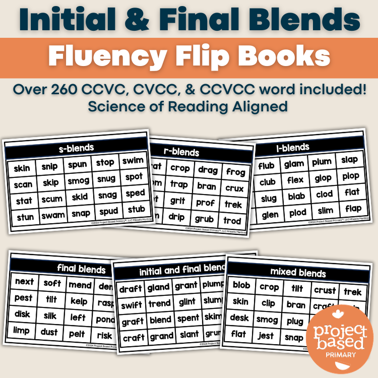 Initial and Final Blends Decodable Fluency Flip Book | CCVC | CVCC | C ...
