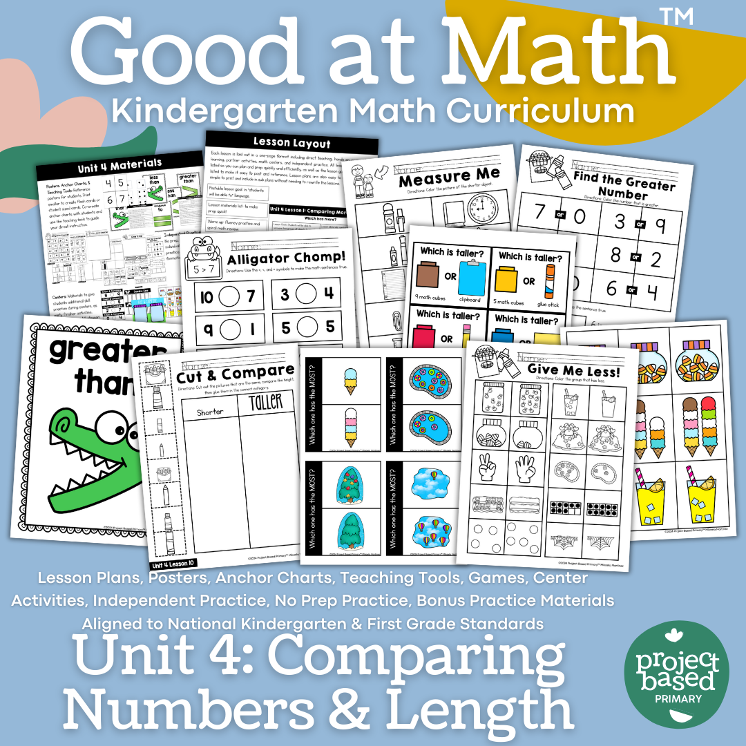 Good at Math® Kindergarten Math Curriculum Unit 4: Comparing Numbers a ...